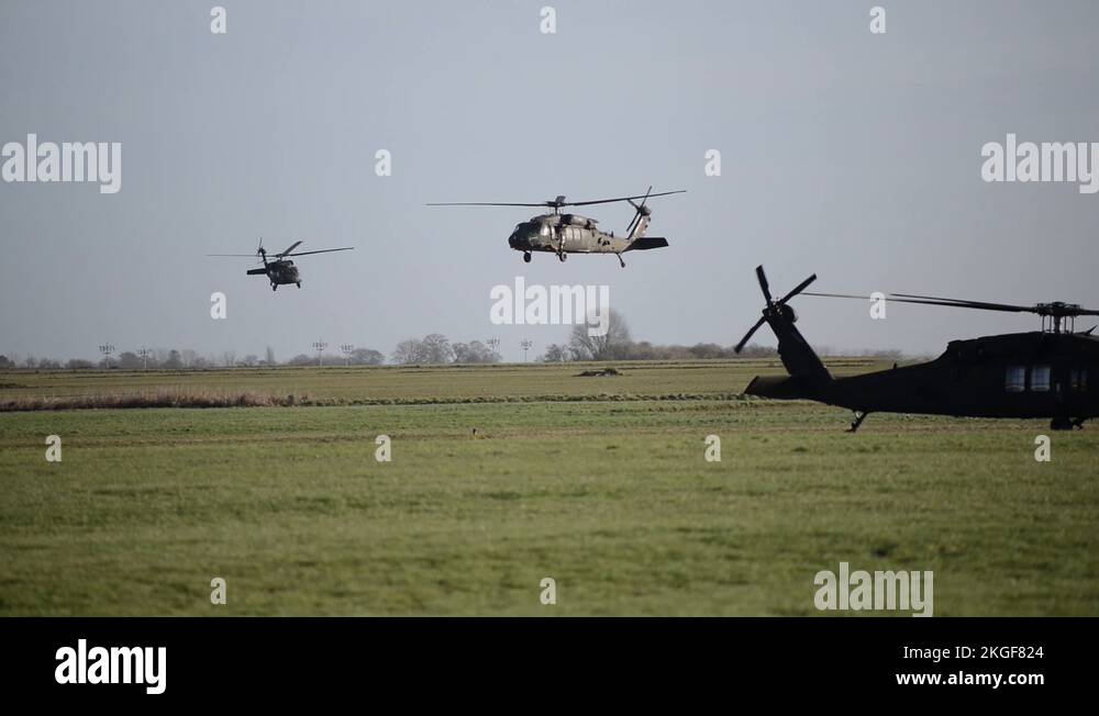 UH-60 Black Hawk flying and ground running at Chièvres Air Base ...