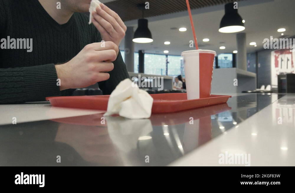 man after eating wiped his face with a napkin and didn't take out the ...