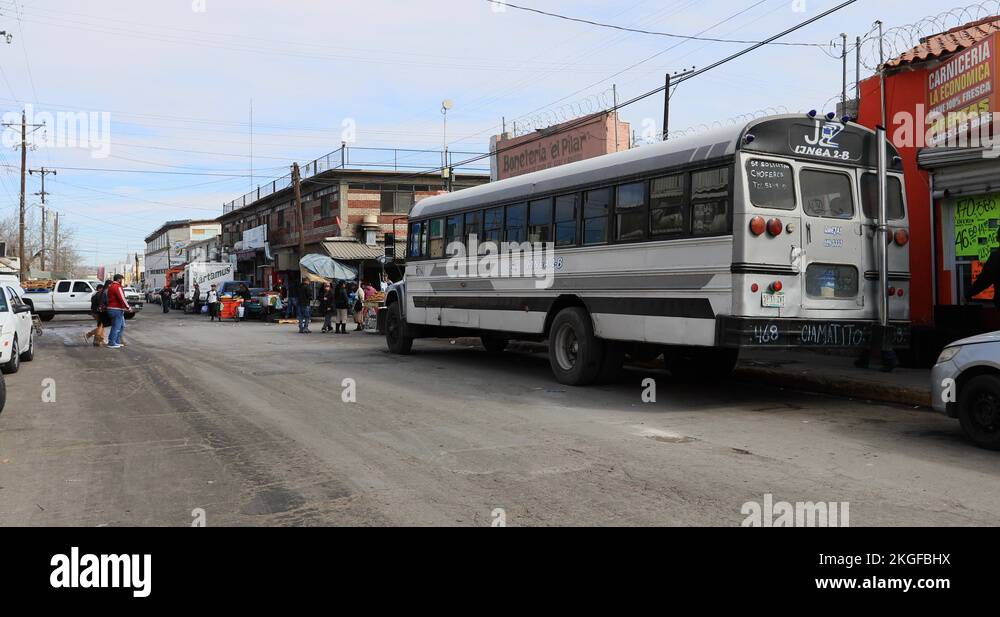 Ciudad Juarez Mexico outdoor urban street bus people 4K Stock Video ...