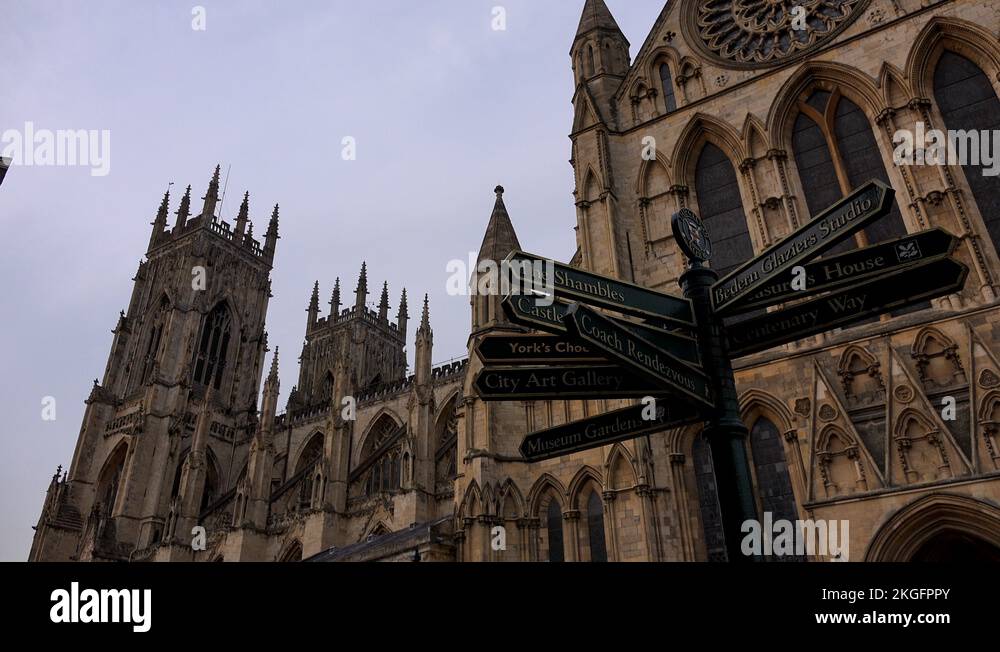 York city with minster cathedral with sign UK England 4K Stock Video ...