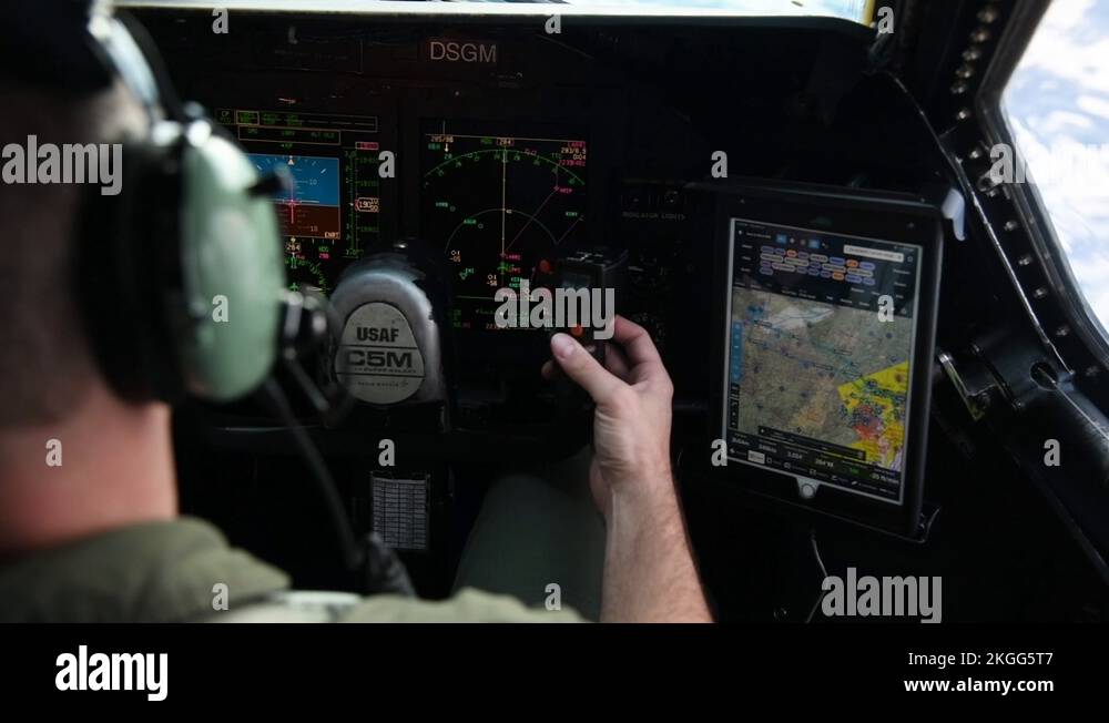 Cockpit footage of pilot flying C-5M Super Galaxy Stock Video Footage ...