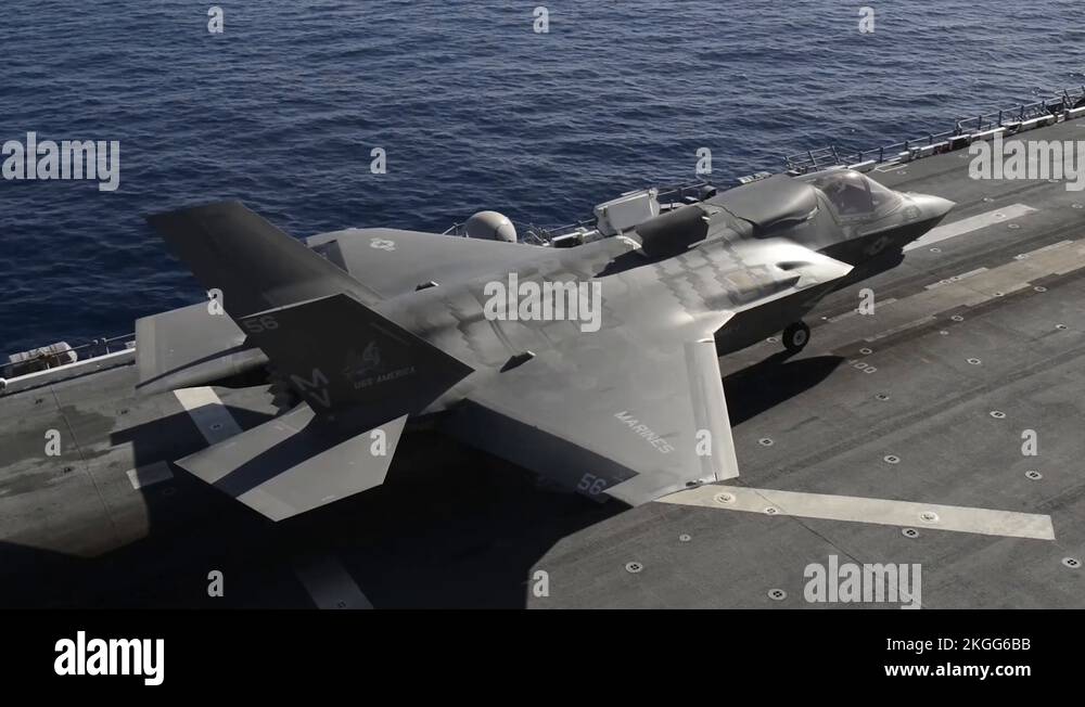 F-35 Jet fighter opens air intakes and takes off Stock Video Footage ...