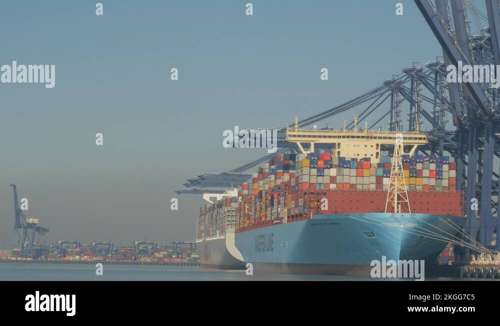 Mega container ships alongside "Port Of Felixstowe" "River Orwell ...