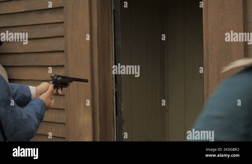 Recreation of classic Old West, 1800s Western gunfight - gunslinger ...