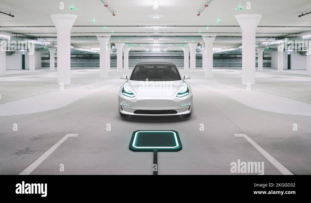 Autonomous electric car charging itself using wireless charging EV ...