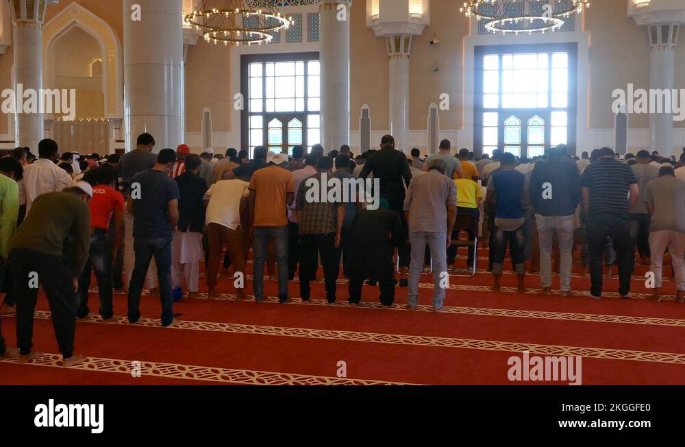 People pray in rows Muslim Friday prayer Imam Muhammad ibn Abd al ...