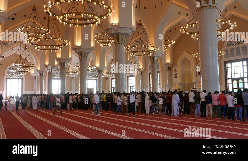 People join rows of Muslim Friday prayer Imam Muhammad ibn Abd al ...