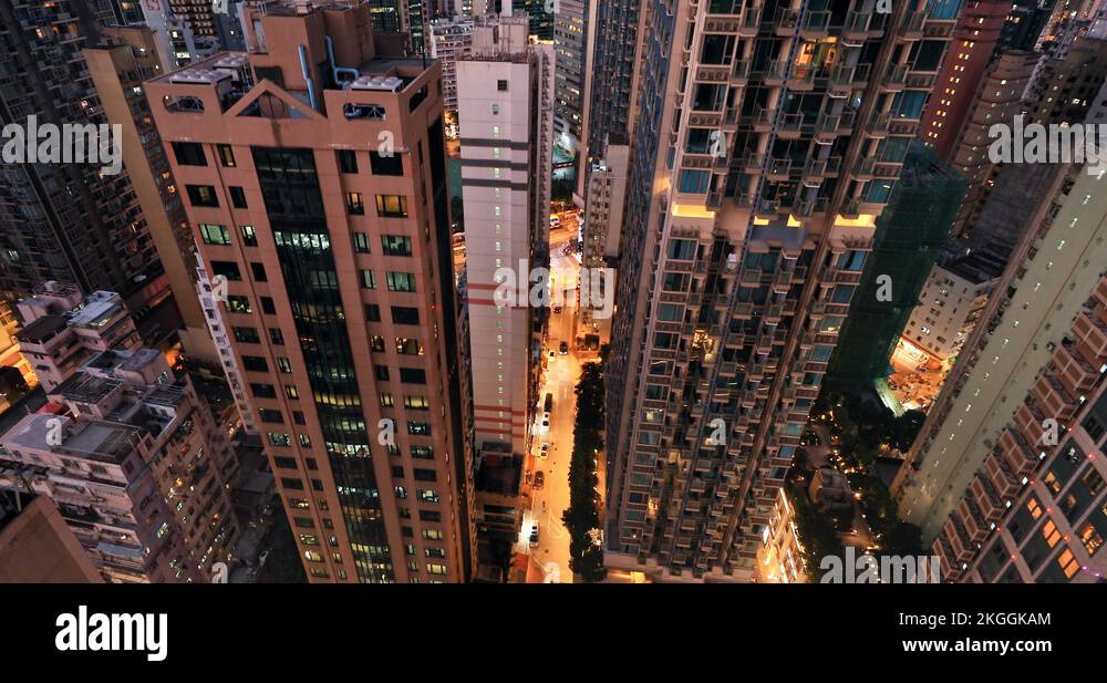 Dense development of office and public buildings in Hong Kong city top ...