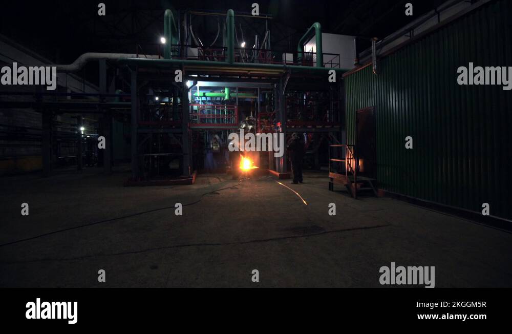 motion to furnace for metal melting and workers in shop Stock Video ...