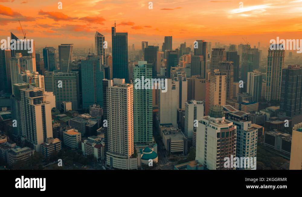 Sunset of background Skyscrapers of Makati distric in Manila the ...