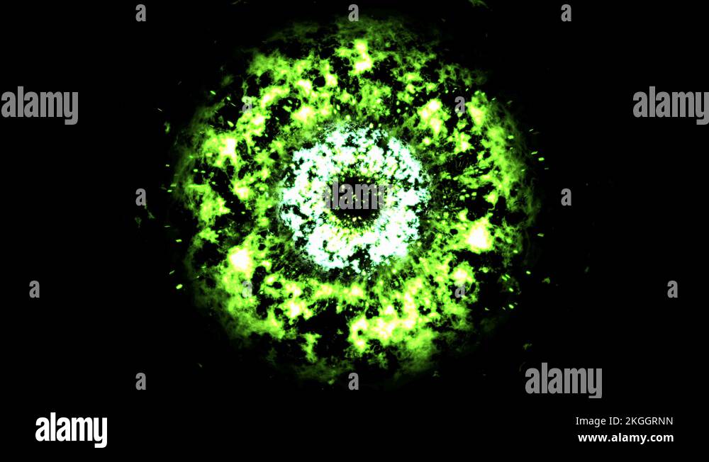 Green shock wave animation of energy ball exploding and expanding in ...