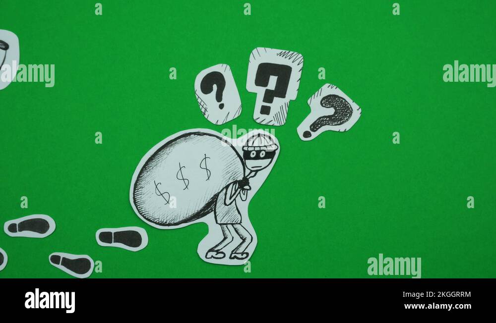 Question marks and the surprised robber Stock Video Footage - Alamy