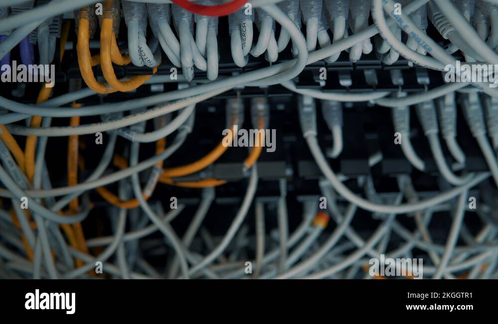 Close Up Of Cables And Wiring Links Servers In A Big Data Center Stock ...