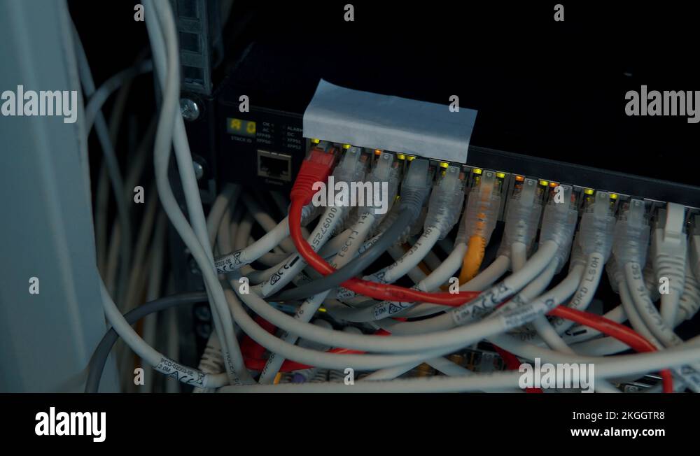 Close Up Of Cables And Wiring Links Servers In A Big Data Center Stock ...