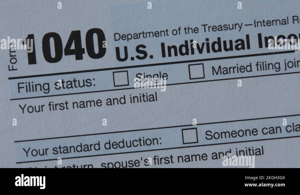 Irs Us Individual Income Tax Form 1040. Dollars Bills Put On The Desk ...
