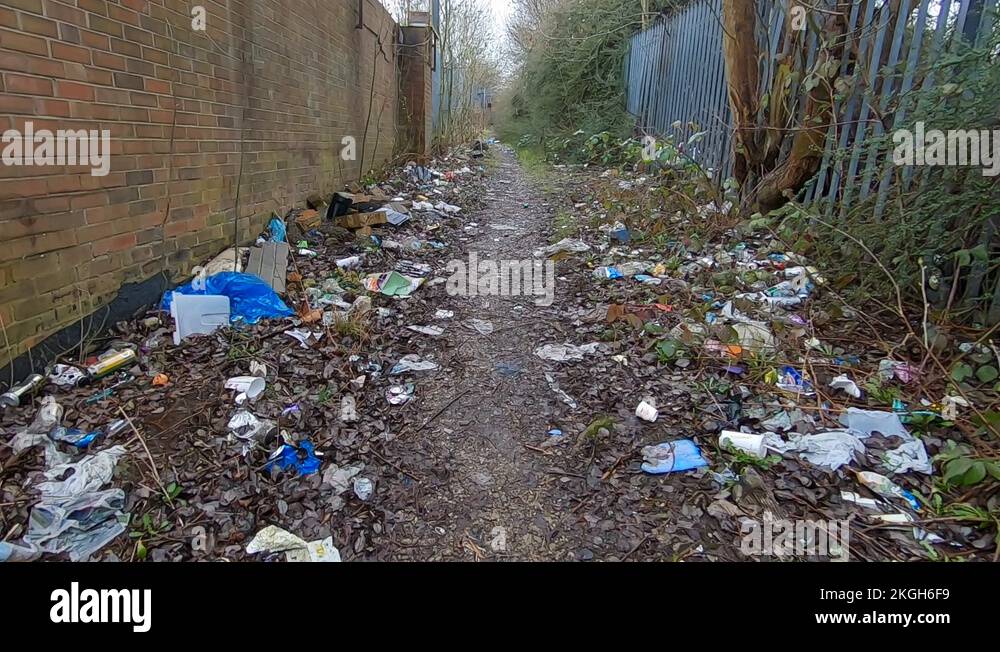Waste After Being Fly Tipped Rubbish Dumping Hazardous Waste Stock