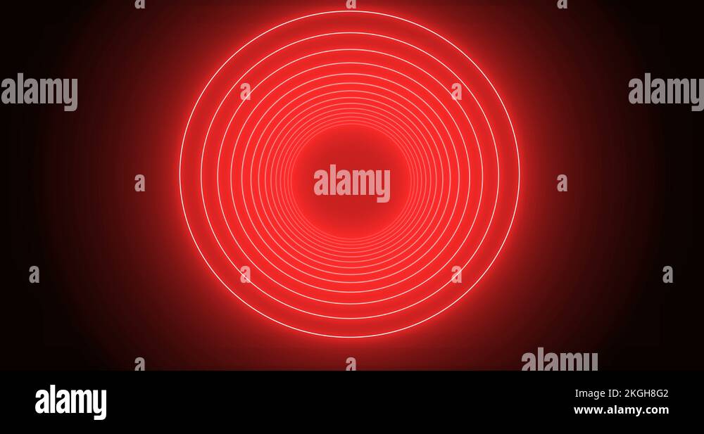 Neon red shining contours appearing on the dark screen and making ...