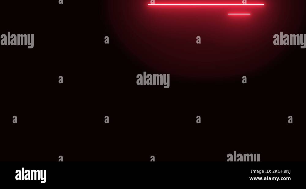 Neon red shining contours appearing on the dark screen and making a ...