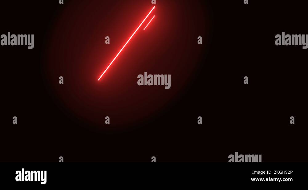 Neon red shining contours appearing on the dark screen and making a ...