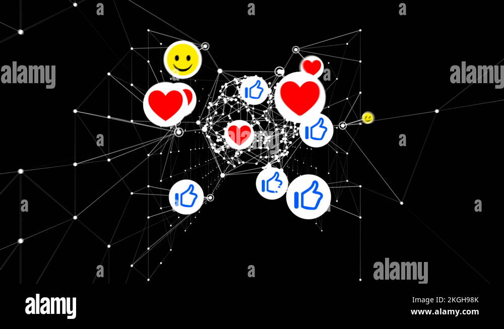 Smiles, Thumbs up and Hearts Symbols Looped 3d Animation. Social Media ...