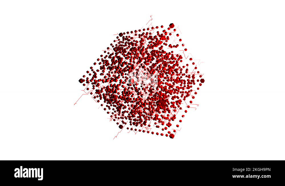 4K tech 3d cube in the Computing Core with Information Streams,Square ...