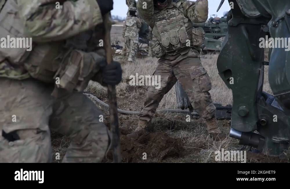 Soldiers digging ground to position Howitzer cannon Stock Video Footage ...