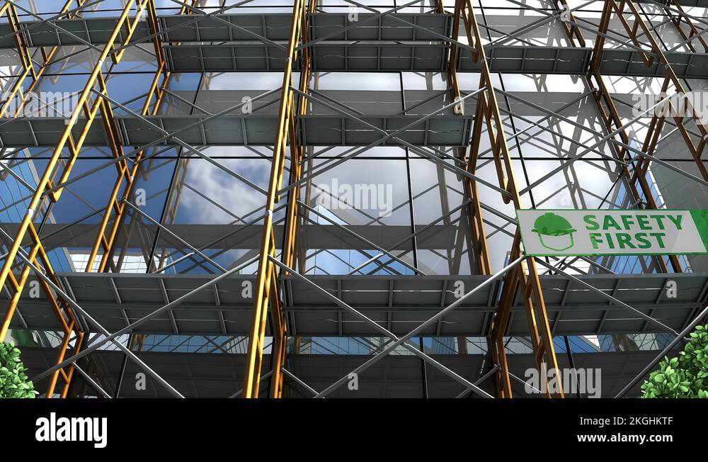 Building under construction, scaffolding and signboard Stock Video ...