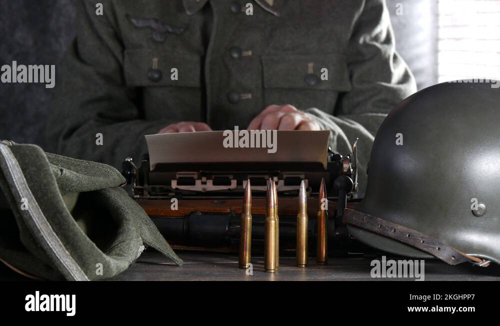 ww2 german soldier using typewriter, de focus concept Stock Video ...