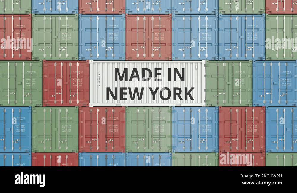 Container with MADE IN NEW YORK text. Import or export related 3D ...