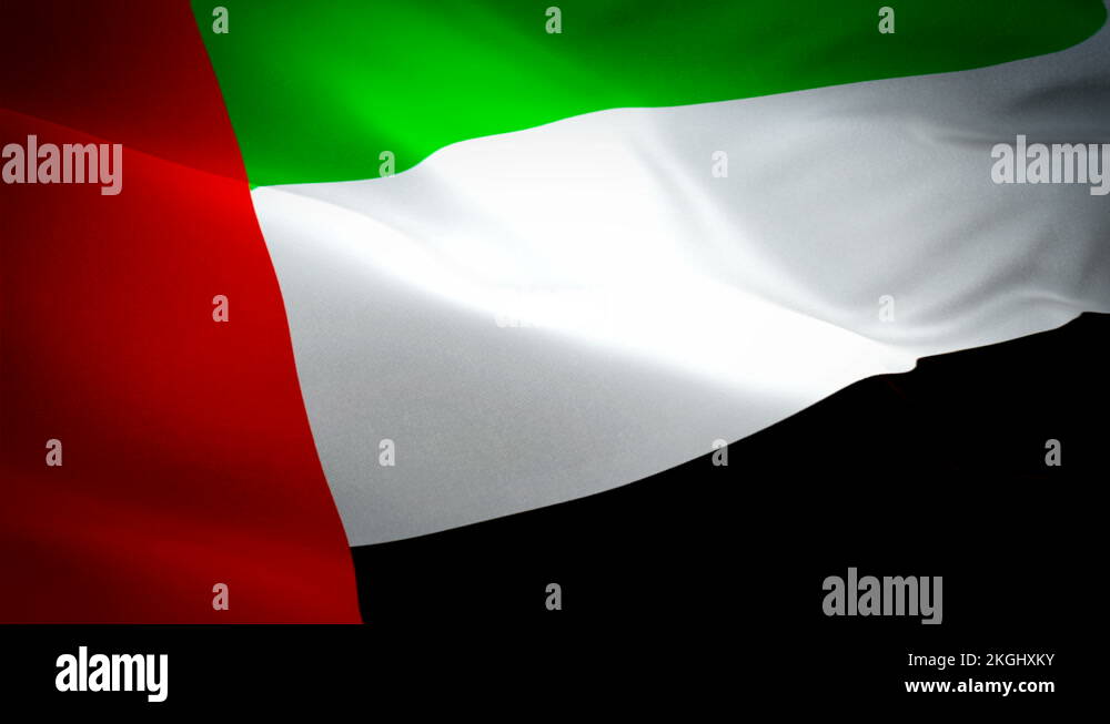 Emirates flag video waving in wind. Realistic UAE Flag background ...