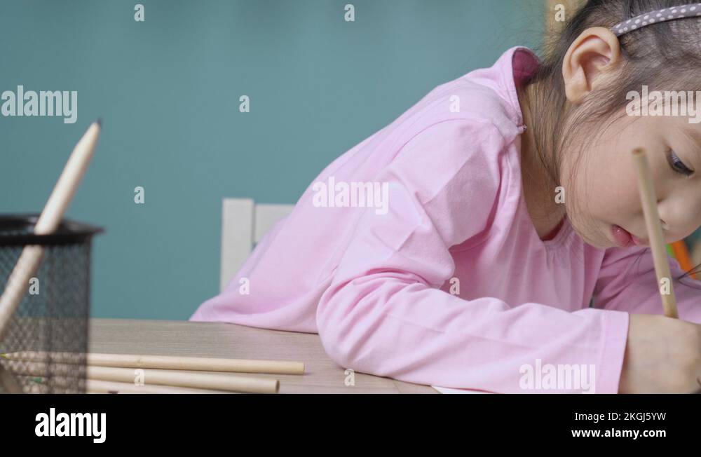 Kid's creativity, Child little asian girl drawing the picture in the ...