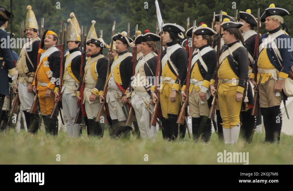 American Revolutionary War era German Hessian Soldiers in formation ...