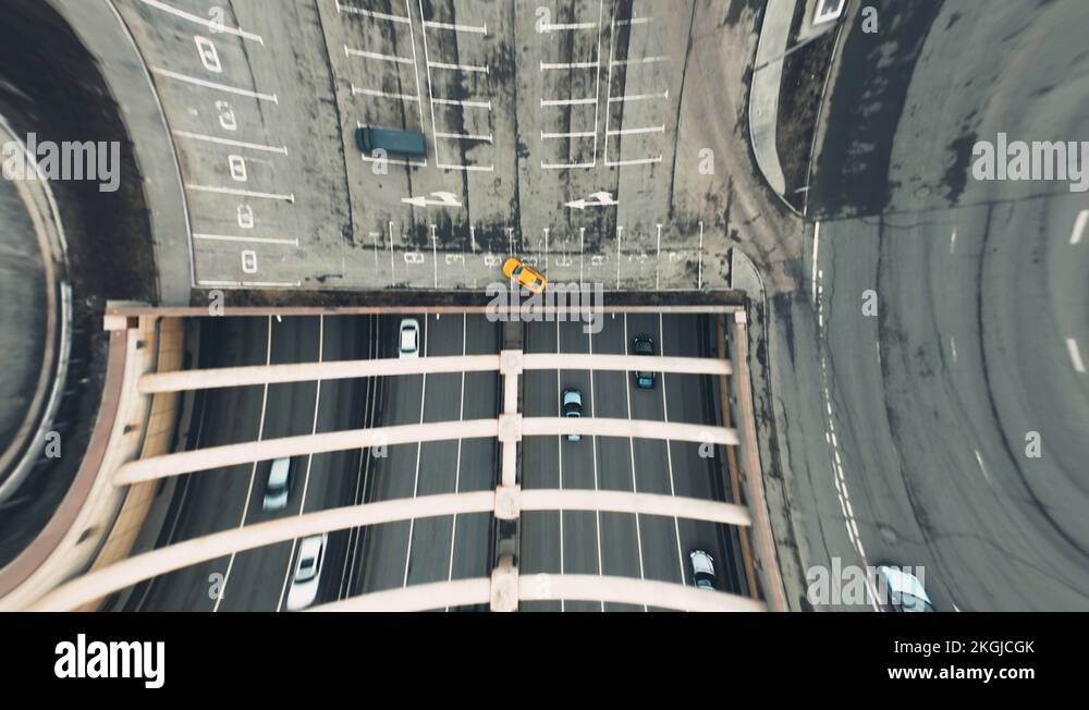 Artistic distorted aerial top down view of major city streets and ...
