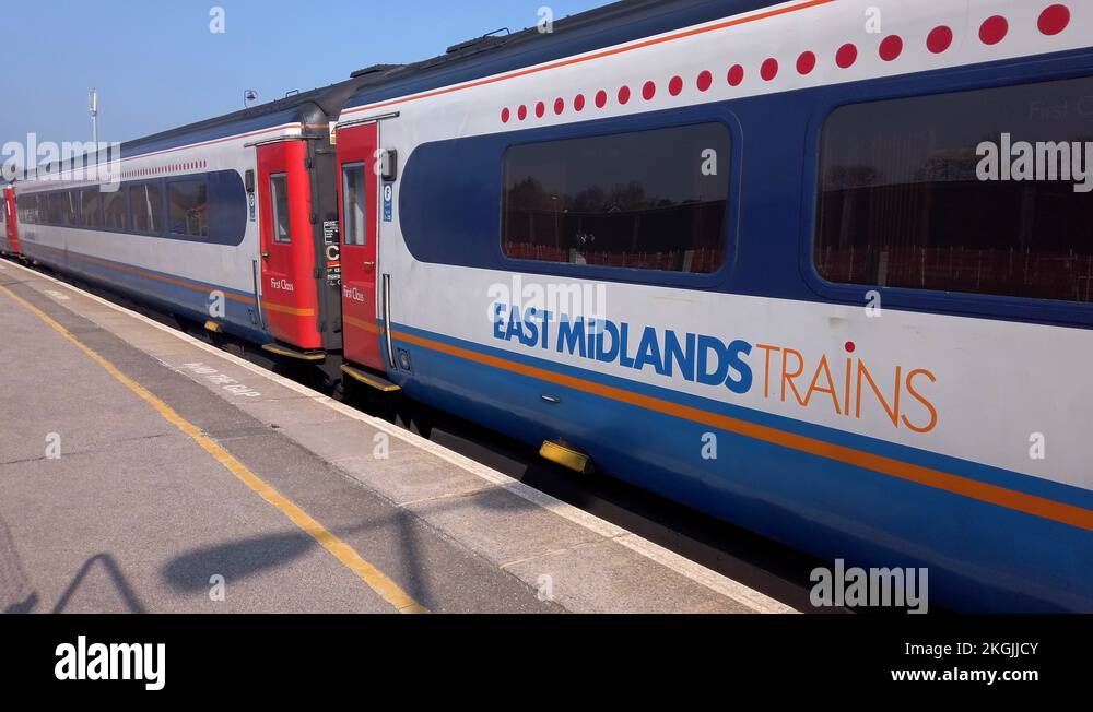 East Midlands 125 HST High Speed Trains leaving a station platform ...