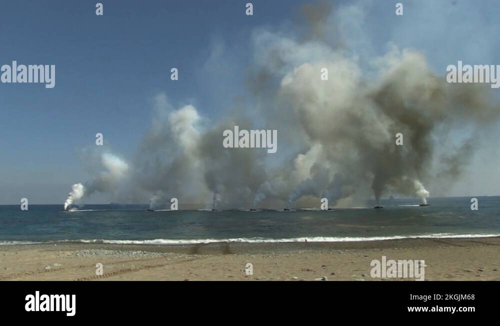 Amphibious vehicles AAV 7A1 saling and ejecting smoke Stock Video ...