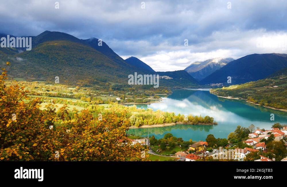 panorama of barrea and the lake in Abruzzo region, most beautiful ...