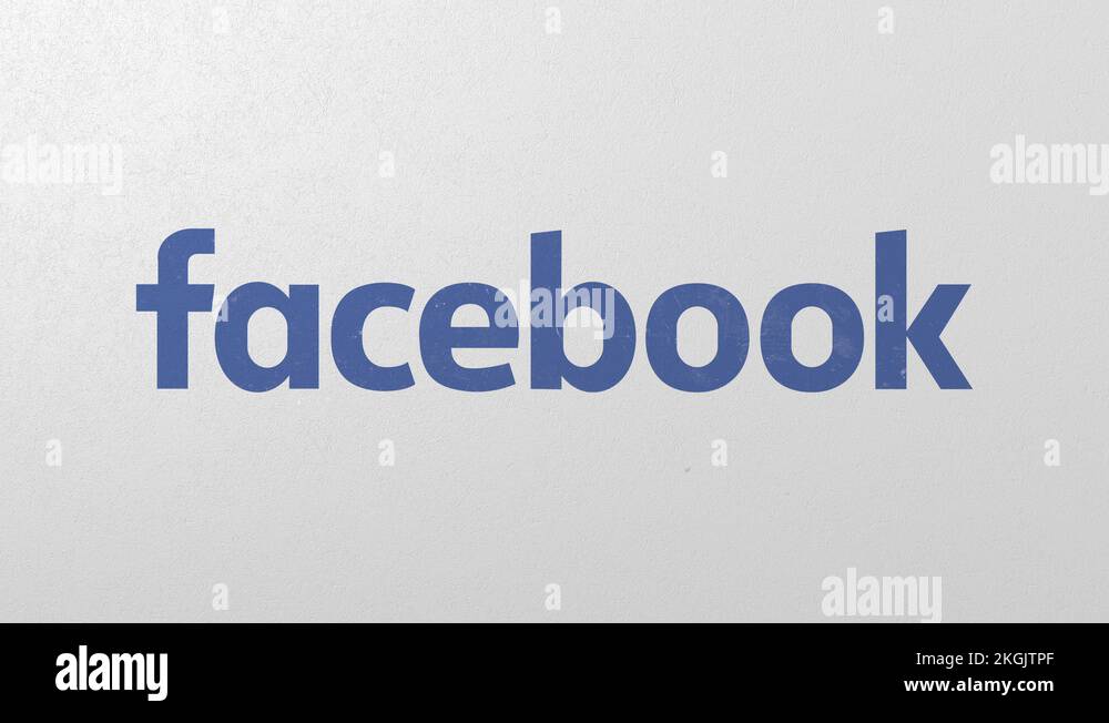 Destroying wall with painted logo of Facebook. Crisis conceptual 3D ...