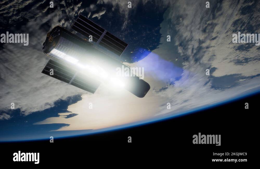 Hubble Space Telescope orbiting Earth. Elements of this image furnished ...