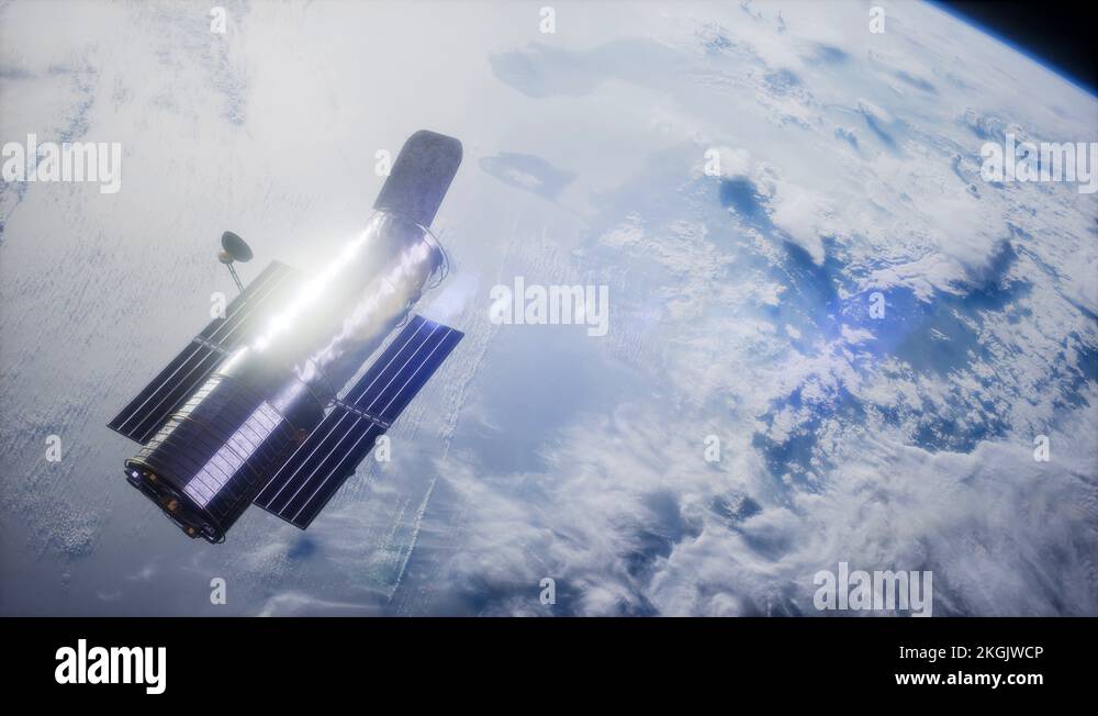 Hubble Space Telescope orbiting Earth. Elements of this image furnished ...