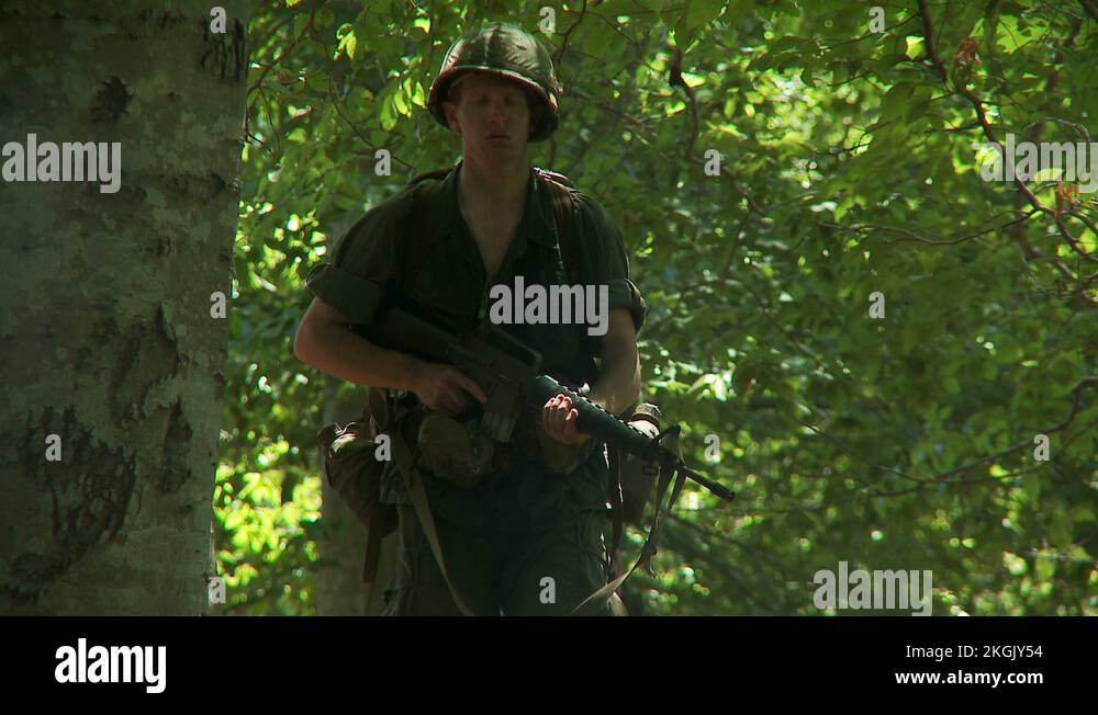 U.S. Vietnam War era Soldiers - Potrayal of combat under fire in ambush ...