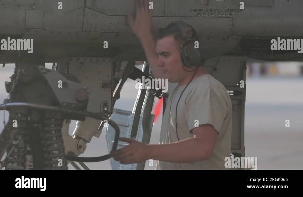 Weapons loader positioning mechanized ammunition loader at A-10 ...
