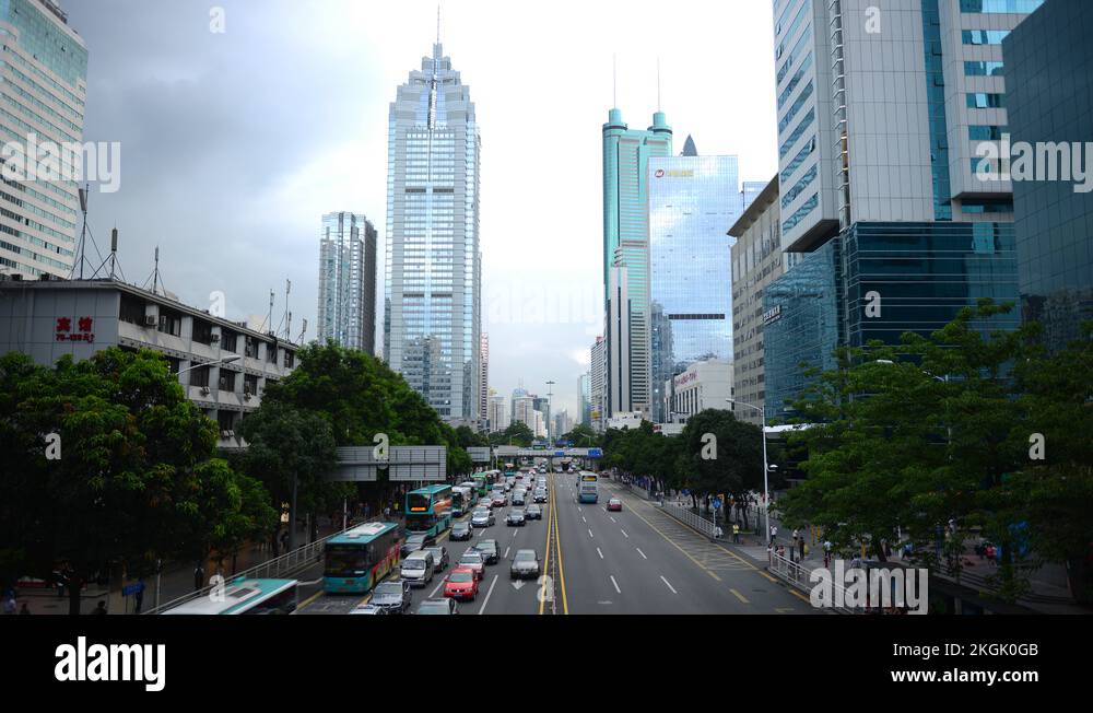Time Lapse Aerial View of Shenzhen Buildings Cars Traffic on Crowded ...