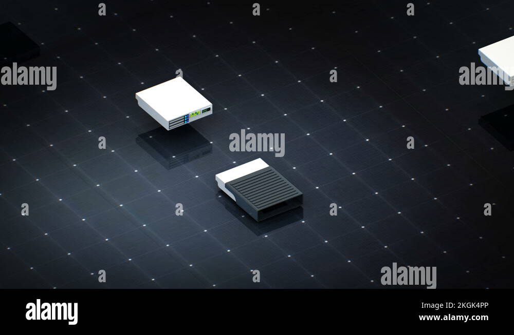 IOT computer technology connect Main server system with blue lighting ...