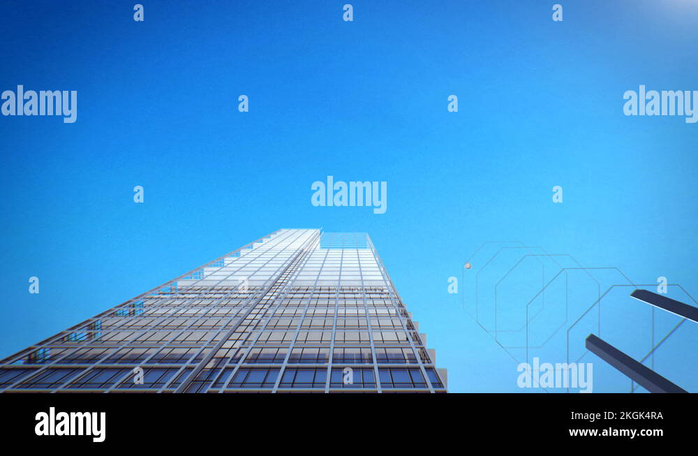 Making steel frame and construction smart city IoT building. day time ...
