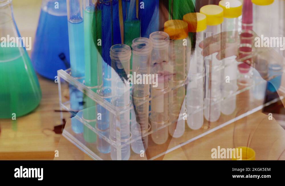 Scientist multiple exposure with test tubes and sample tubes Stock ...