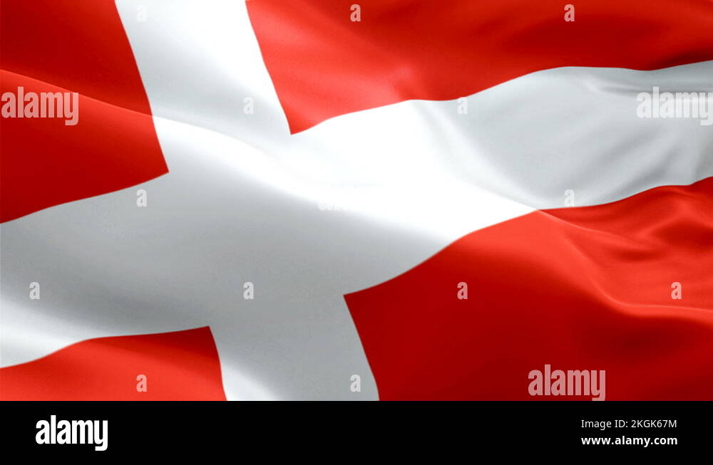 Danish flag Closeup 1080p Full HD 1920X1080 footage video waving in ...