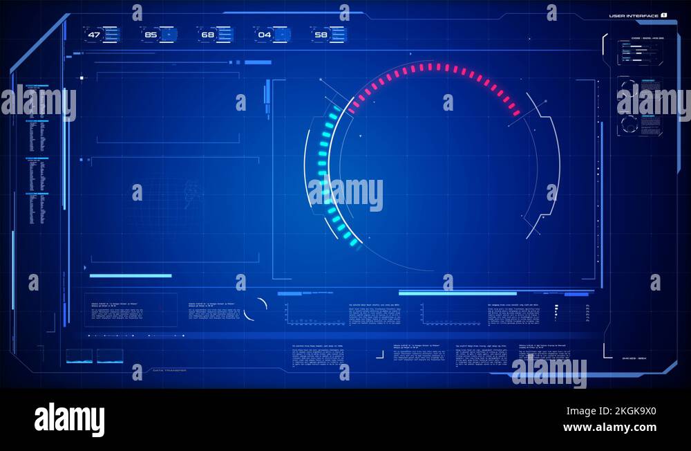 4K UI User Interface with HUD pi bar text box table Stock Video Footage ...