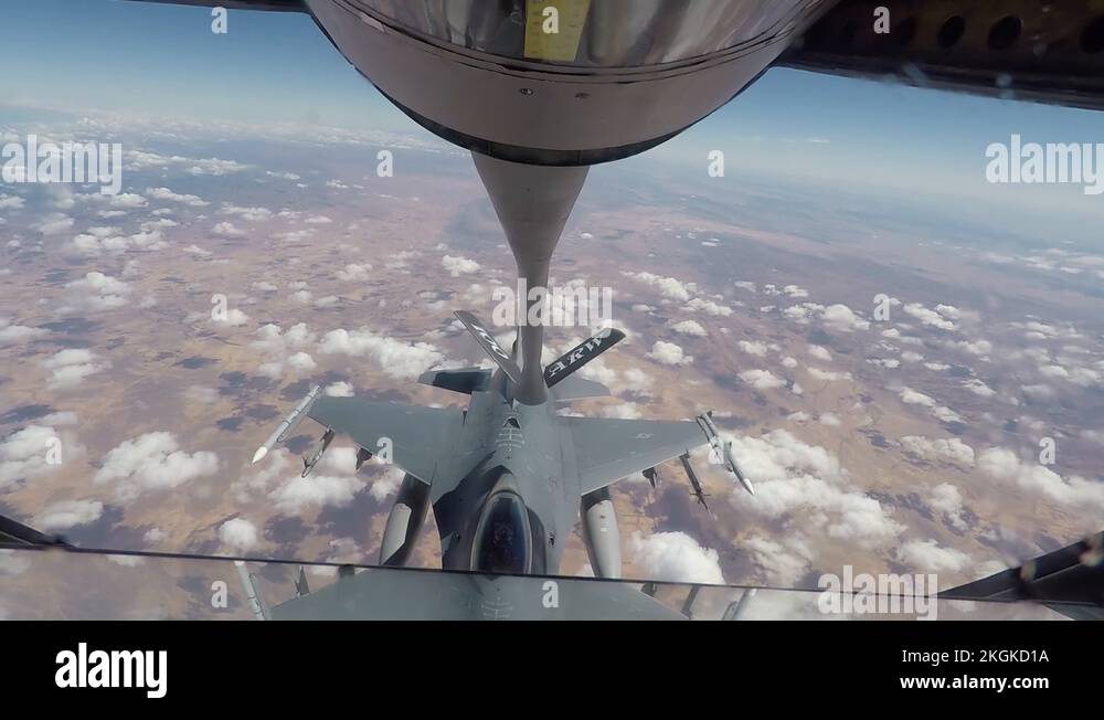 F-16 Fighting Falcon complete air to air refuel during exercise African ...