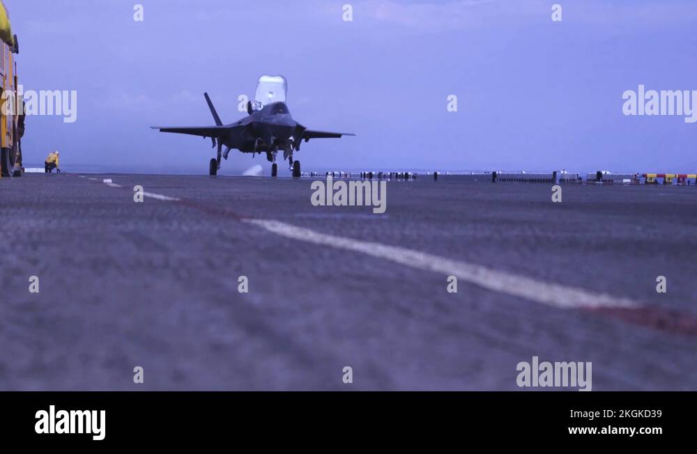 F-35B Lightning II taxiing for take off from USS Wasp Stock Video ...