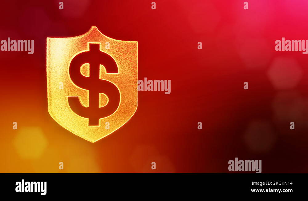 dollar sign in emblem of shield. Finance background of luminous ...